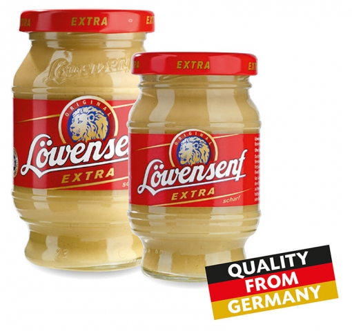 Lowensenf Sweet Mustard Jars & Extra Hot German Bratwurst Condiments ...